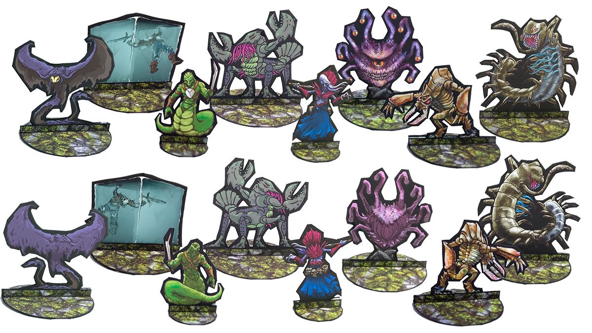 Hand-cut Preview of the Fronts and Backs of the minis.